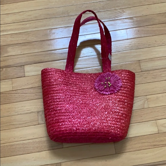 Bags | Nwt Pink Raffia Bag | Poshmark